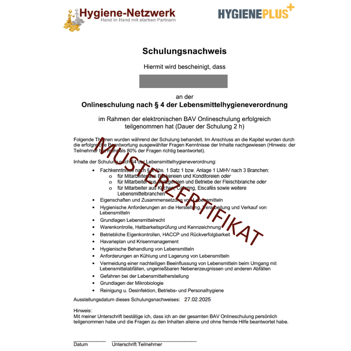 Schulung nach §4 Lebensmittelhygieneverordnung (LMHV) (14 Sprachen ...